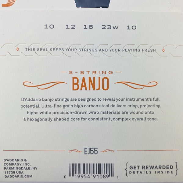 D'Addario EJ55 Phosphor Bronze Medium Banjo Strings - Banjo Ben's General Store