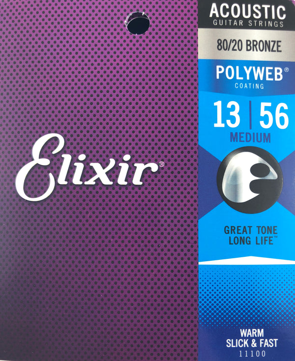 Elixir Polyweb 80/20 Bronze Acoustic Guitar Strings (Choose Gauge ...